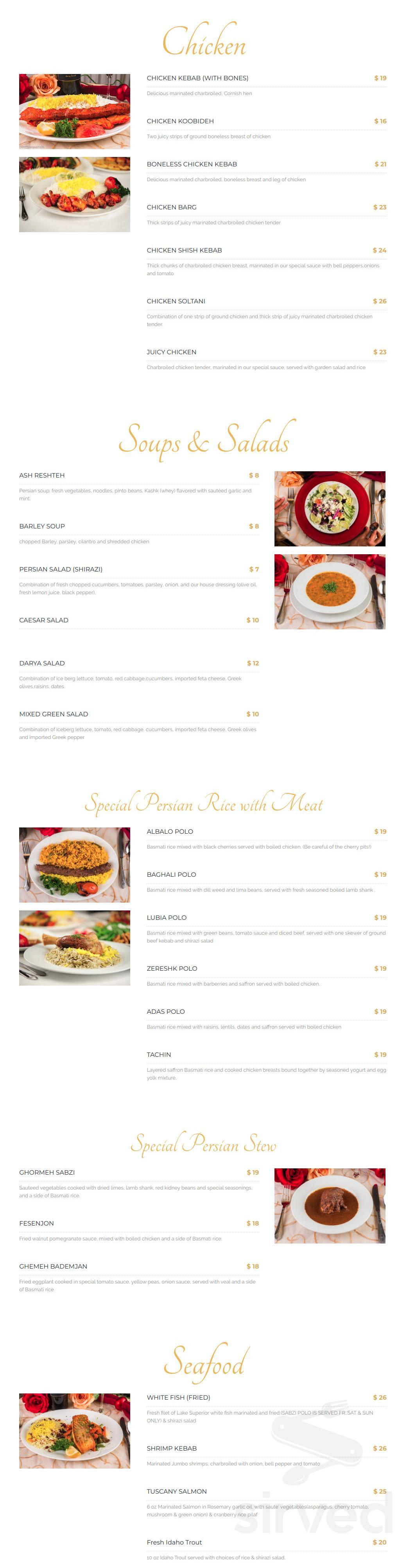 Darya menu in Santa Ana, California, USA