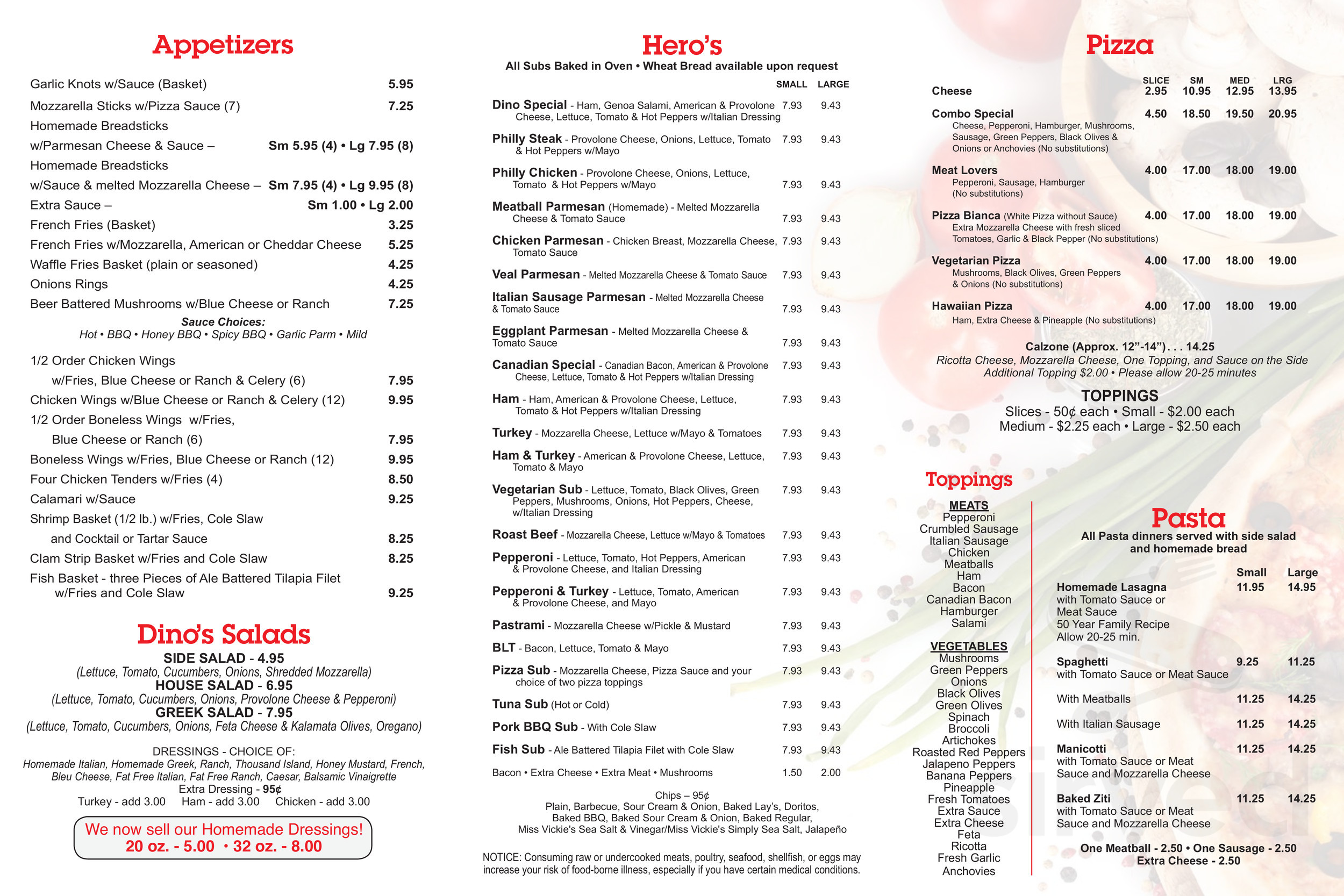 Dino's Pizza Shop menu in Newport News, Virginia, USA