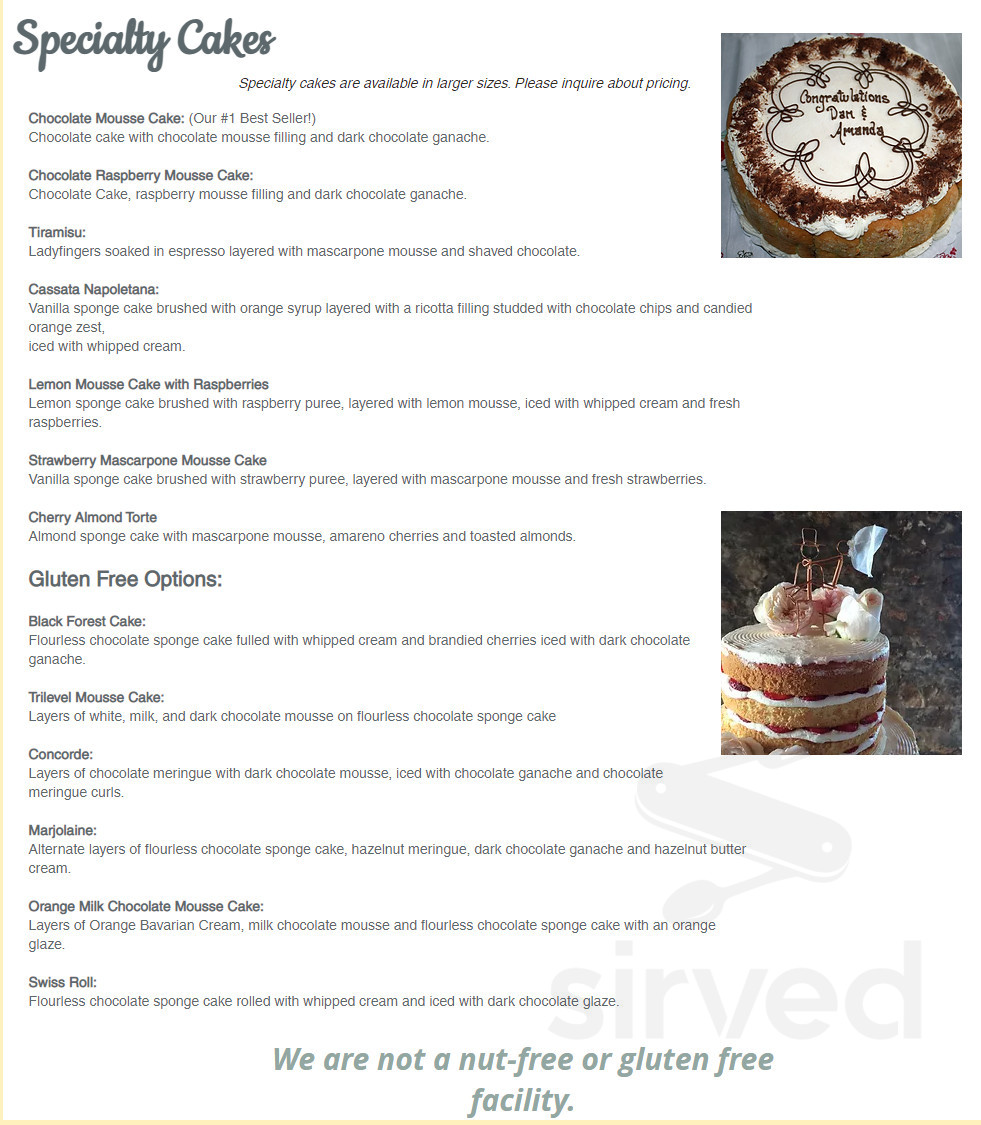 Vesta Bakery menu in Westerly, Rhode Island, USA
