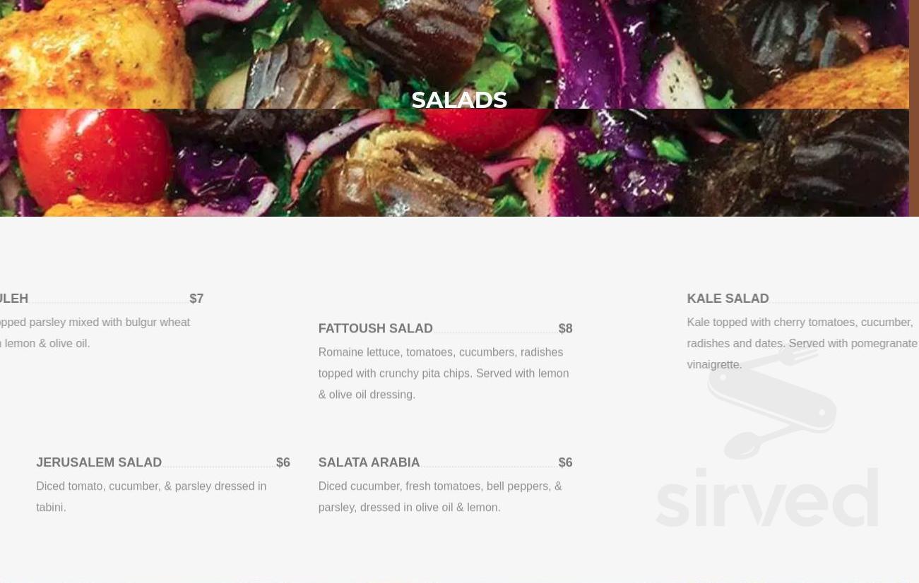 Menu - Chicago IL's Masada | Sirved