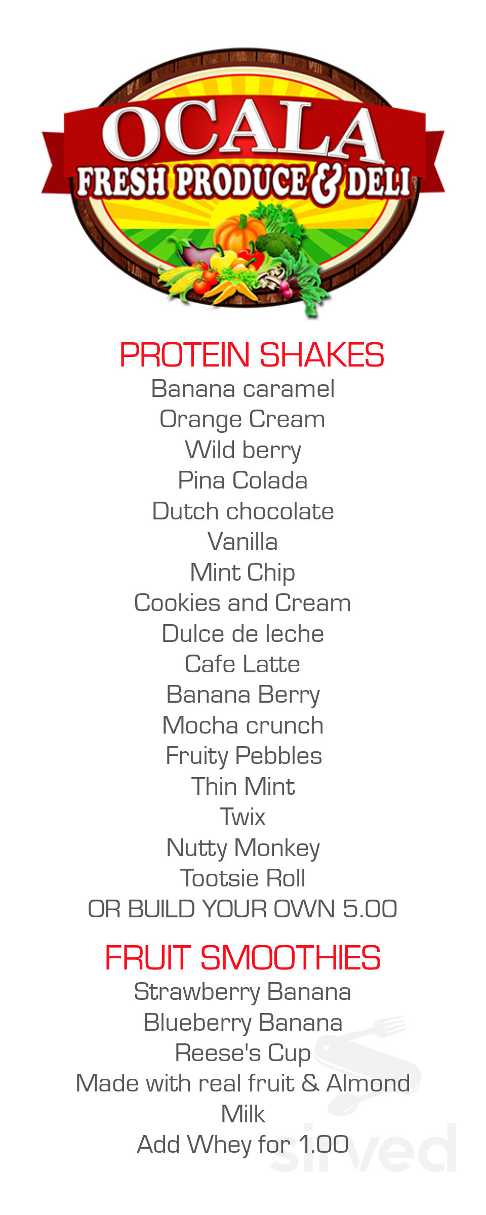 Ocala Fresh Produce & Deli menus in Ocala, Florida, United States