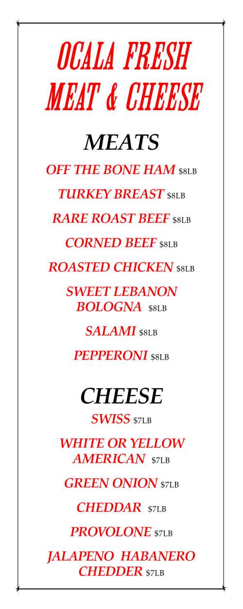 Ocala Fresh Produce & Deli menu in Ocala, Florida, USA
