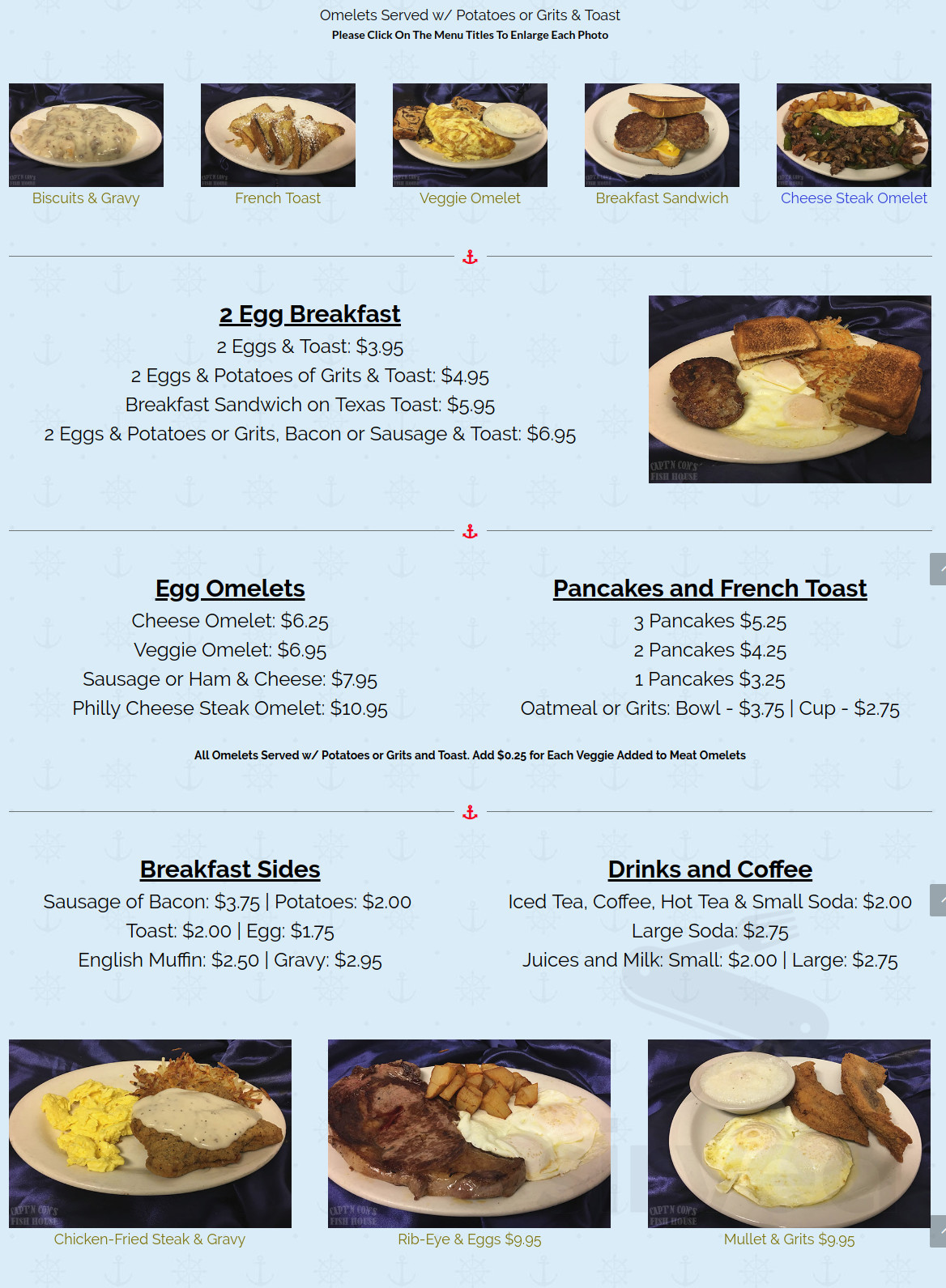 Capt'n Con's Fish House menu in Bokeelia, Florida, USA