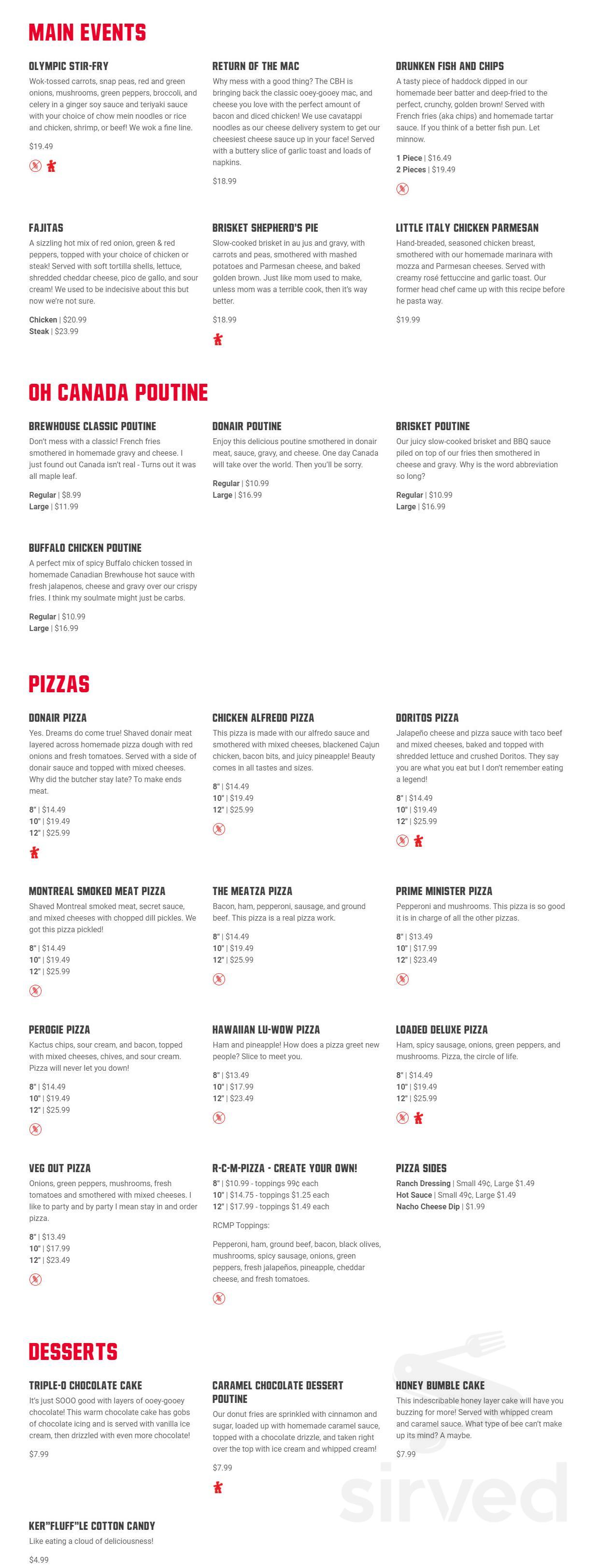 Menu - Victoria BC's The Canadian Brewhouse | Sirved