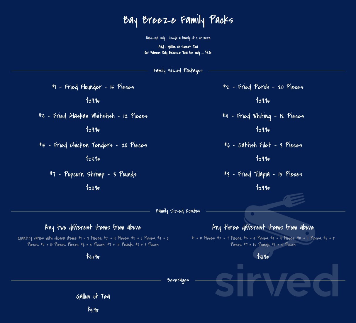 Bay Breeze menus in Mableton, Georgia, United States