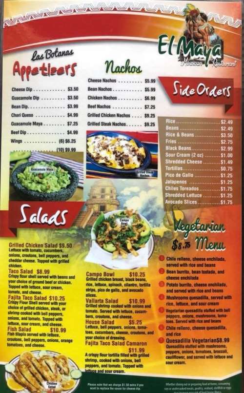 El Maya Mexican Restaurant menu in Norwalk, Iowa, USA