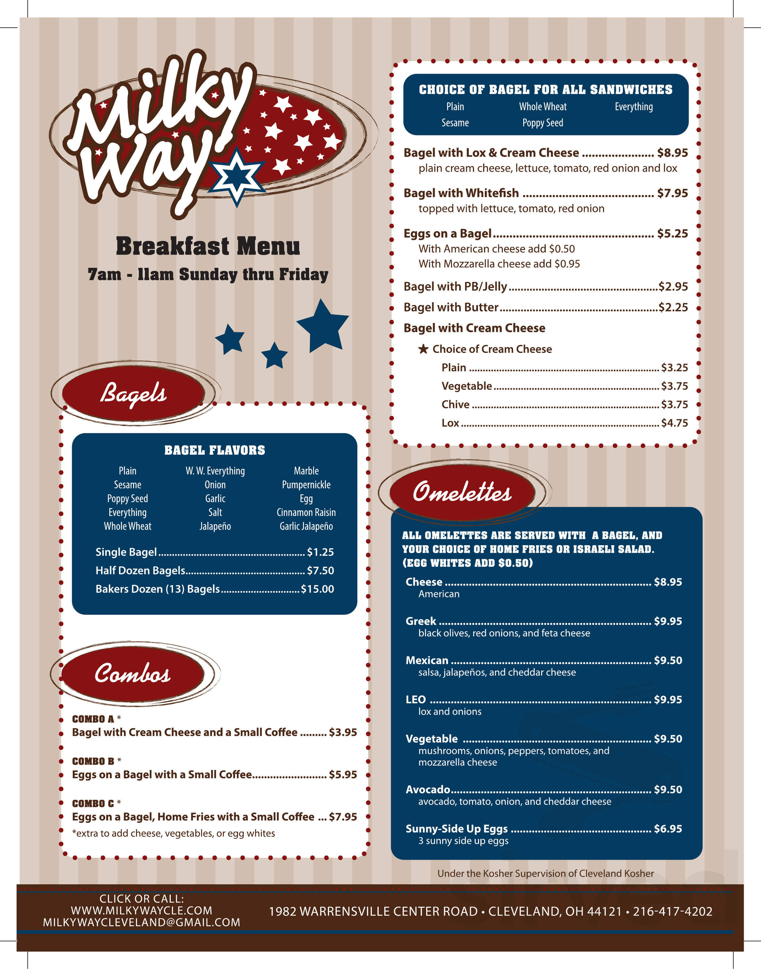 Milky Way Cleveland menu in South Euclid, Ohio, USA