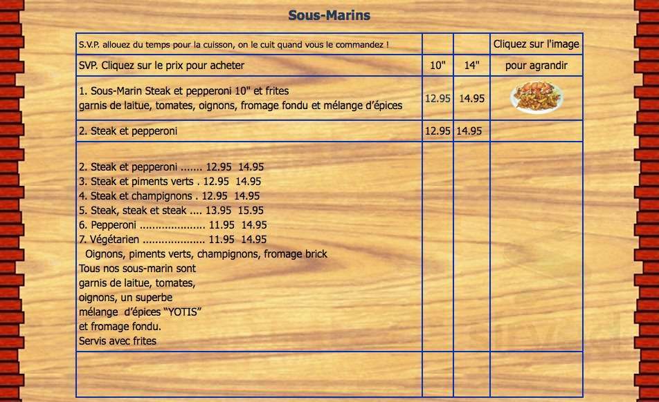 Restaurant Yotis menu in Saint-Hubert, Quebec J3Y 8C7, Canada