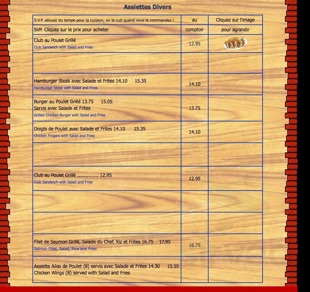 Restaurant Yotis menus in Saint-Hubert, Quebec, Canada