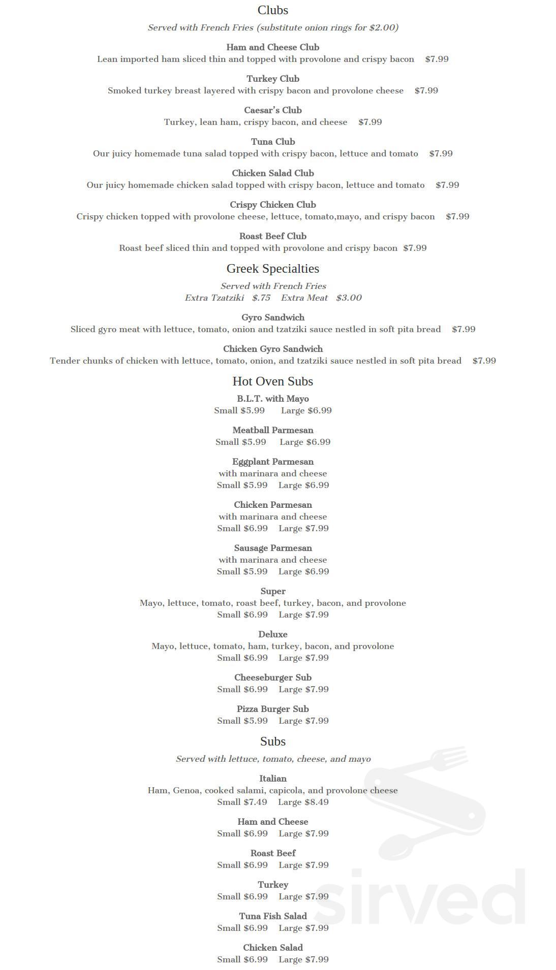 Menu for Caesar's Pizza Palace in Princess Anne, Maryland, United States