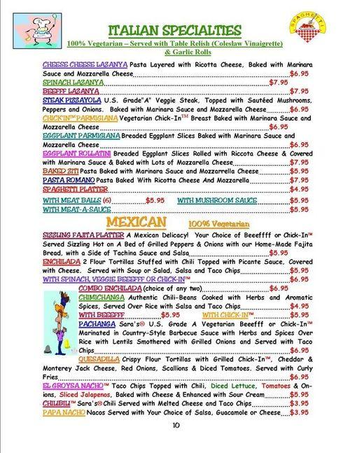 Sarah's Pizza Lewisburg menu in Lewisburg, Ohio, USA