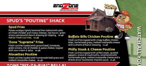 Menu for The Endzone Bar & Grill in Hamilton, ON | Sirved