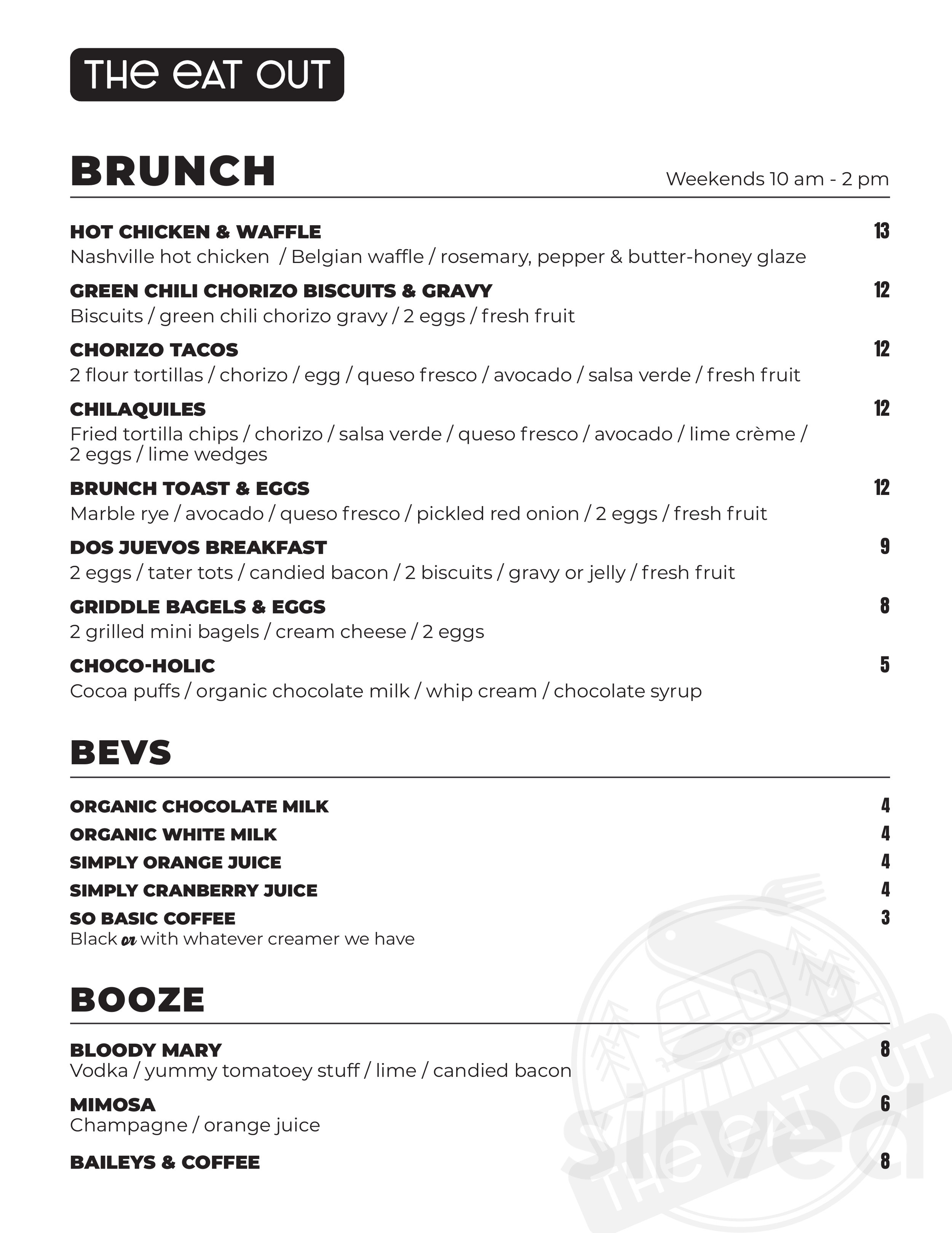 The Eat Out menu in Hochatown, Oklahoma, USA