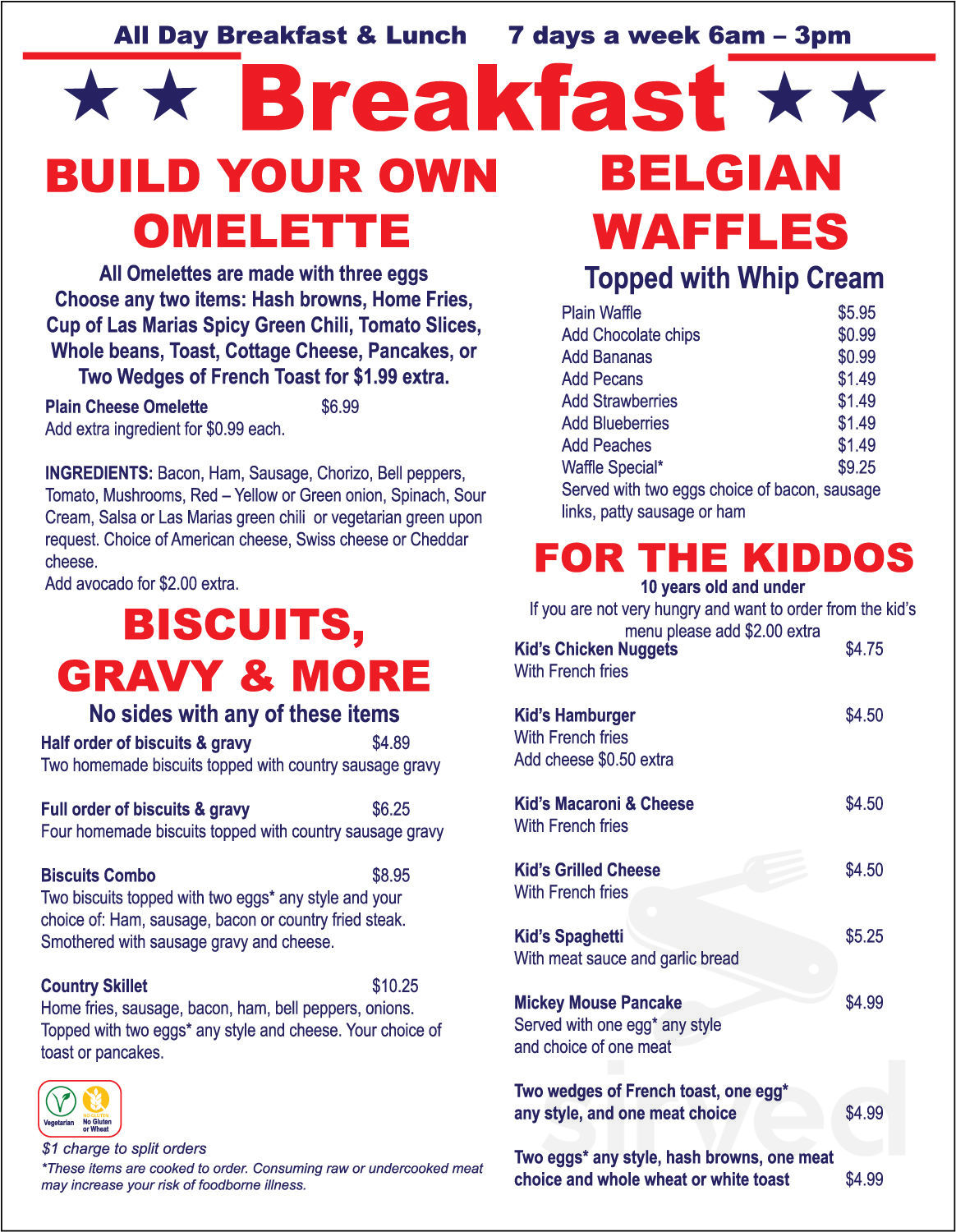 Mary's Restaurant menu in Grand Junction, Colorado, USA