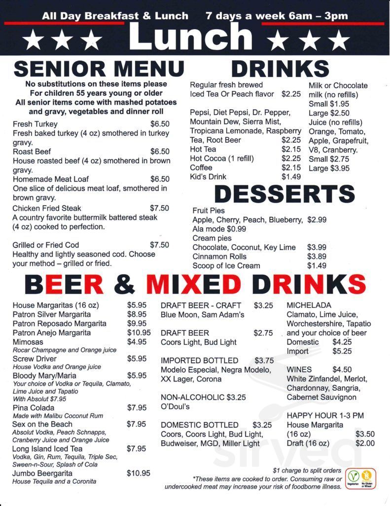 Mary's Restaurant menu in Grand Junction, Colorado, USA