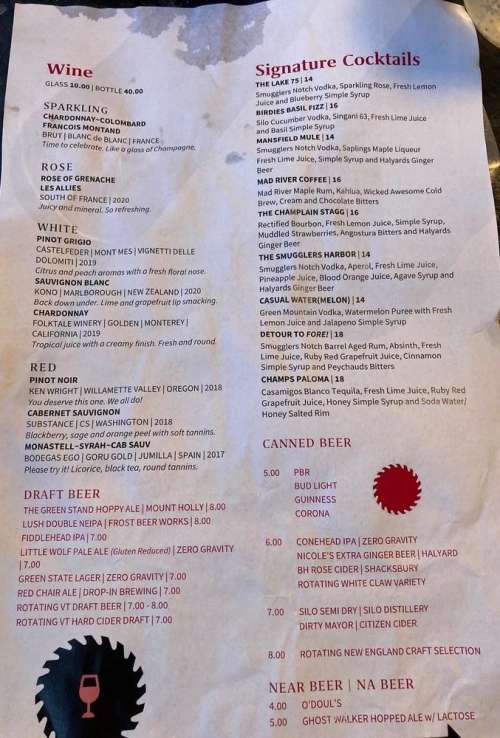 Red Mill Restaurant menu in Vergennes, Vermont, USA
