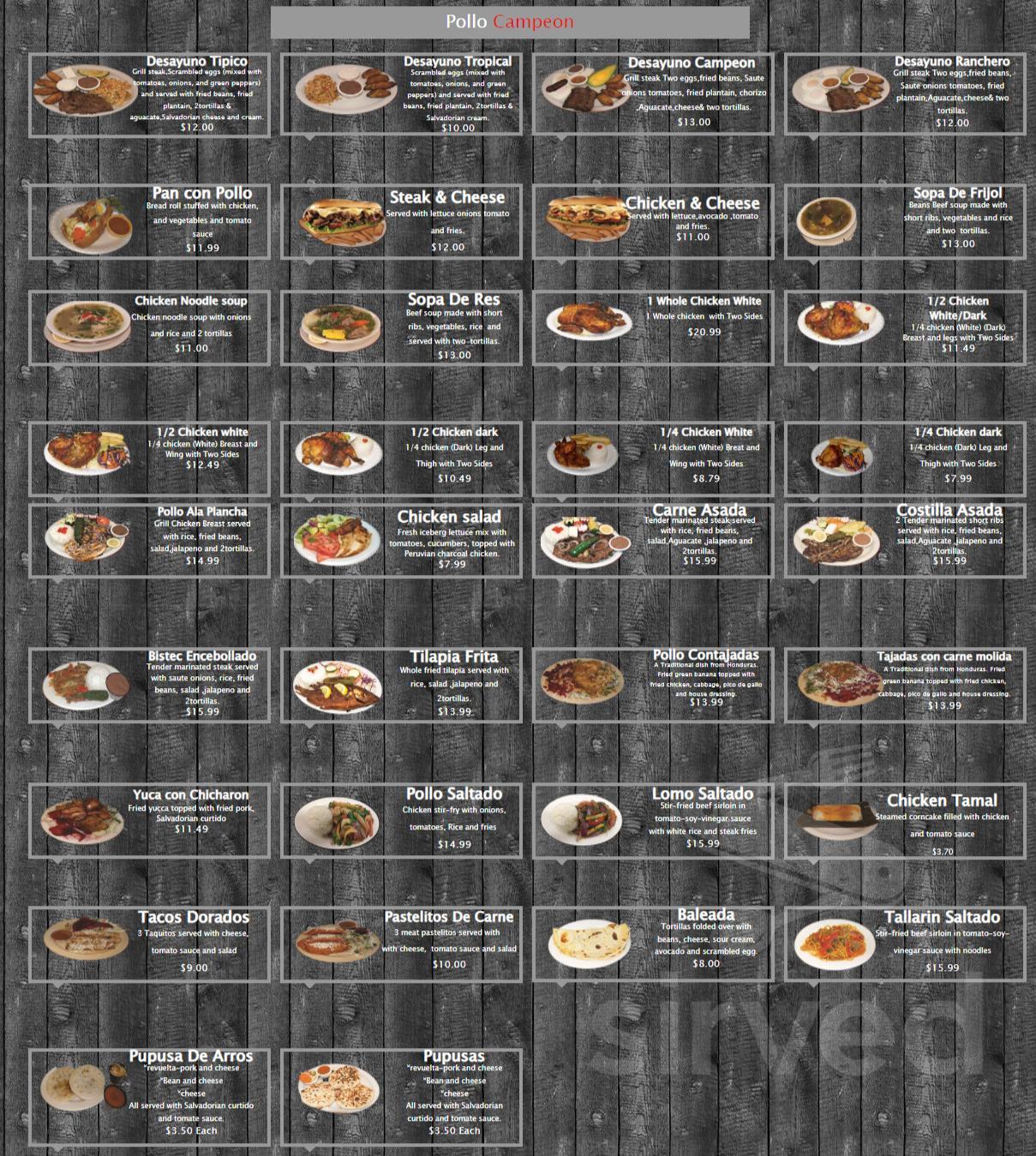 Menu - Sterling VA's Betty's Grill Restaurant | Sirved