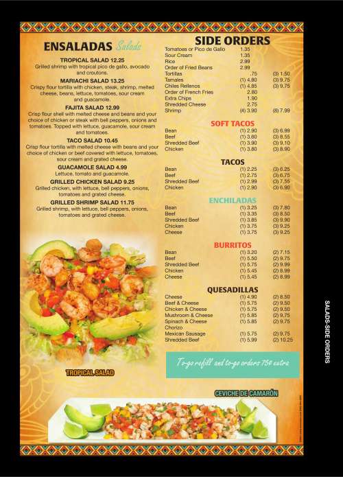 El Mariachi Mexican Restaurant menu in Shippensburg, Pennsylvania, USA