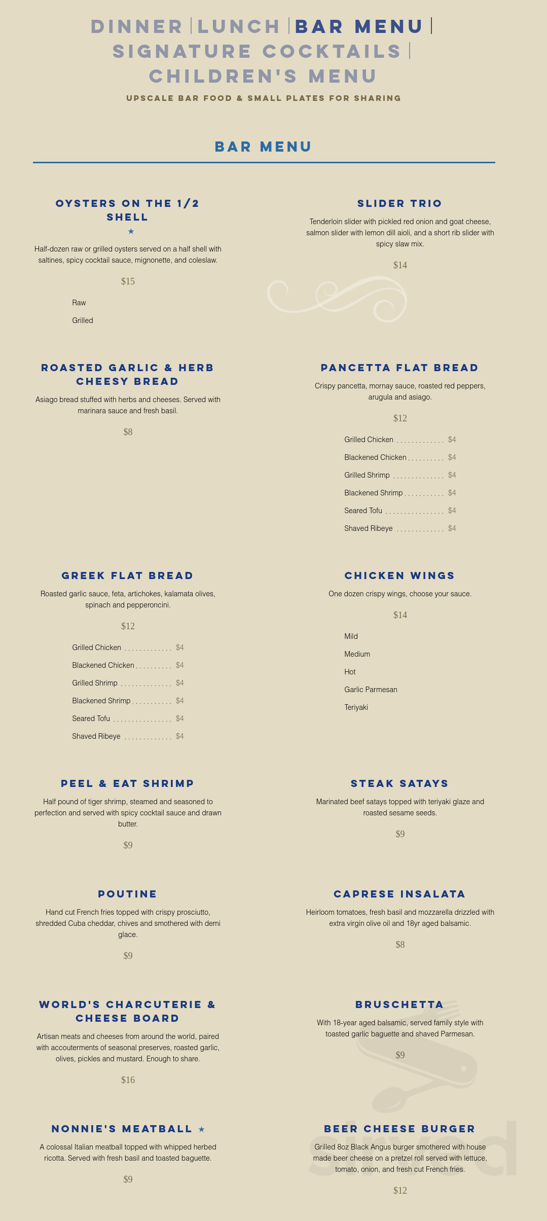 Menu for The Old Library Restaurant in Olean, NY | Sirved