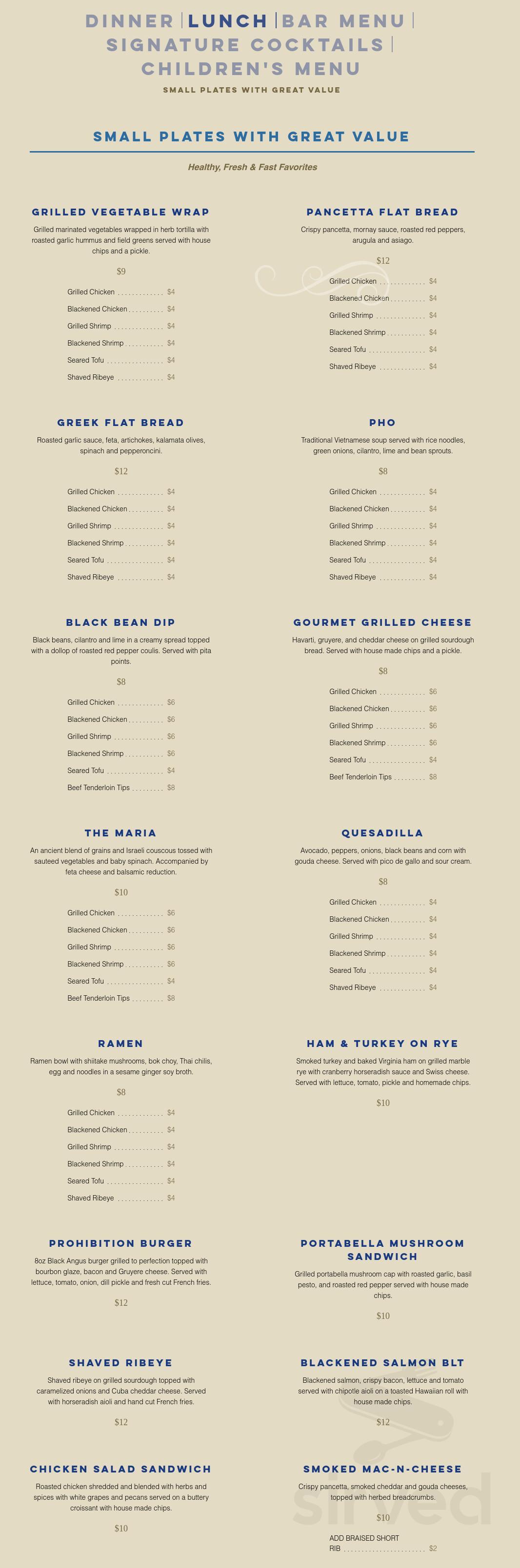 Menu for The Old Library Restaurant in Olean, NY | Sirved