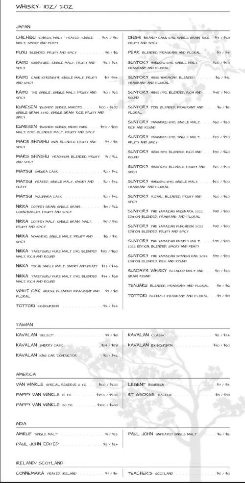 gi-jin menu in Pittsburgh, Pennsylvania, USA