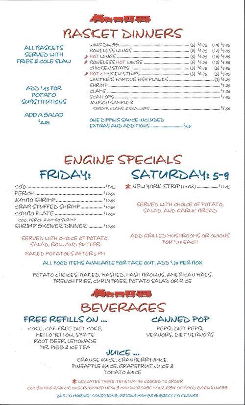 Track Side menu in Reese, Michigan, USA