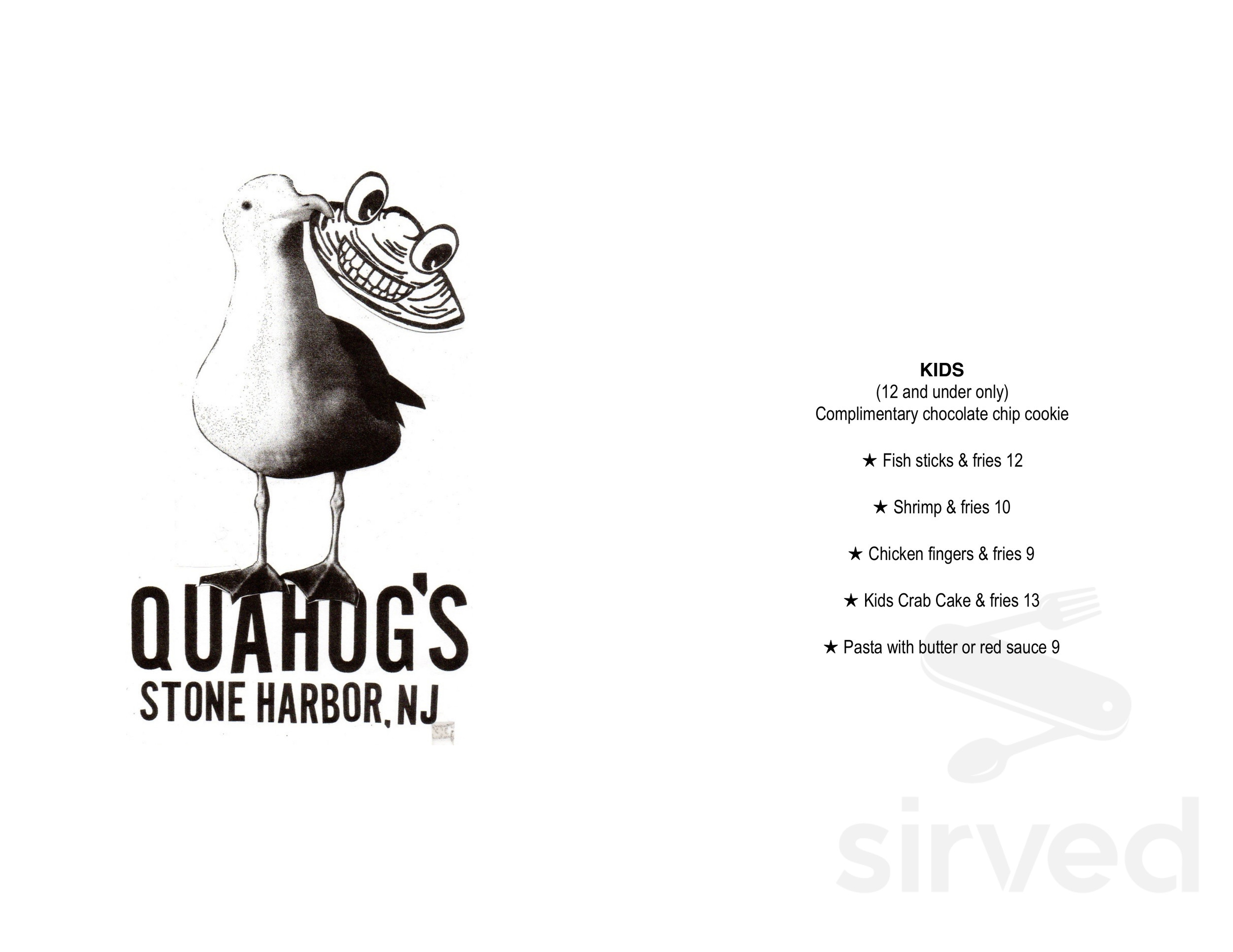 Quahog's Seafood Shack and Bar menu in Stone Harbor, New Jersey, USA
