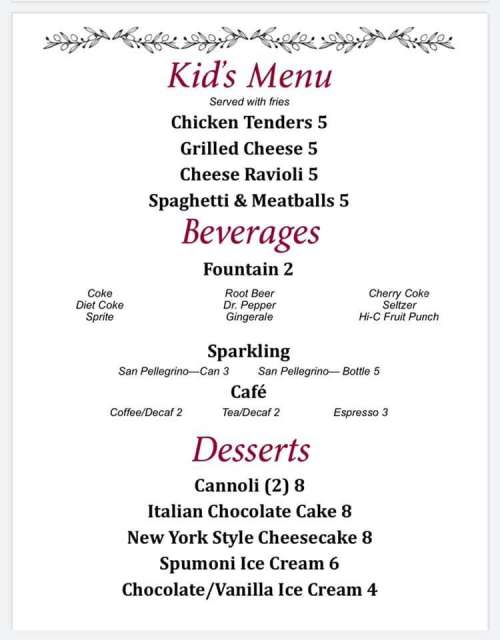 Gambino's menu in Easton, Pennsylvania, USA