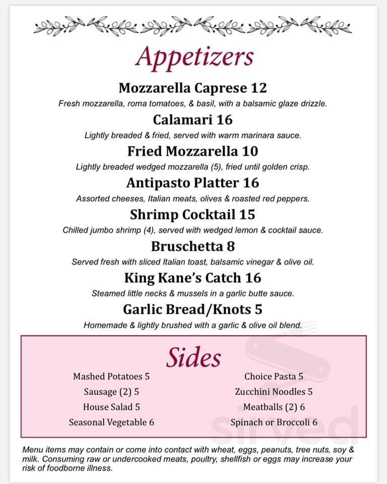 Gambino's menu in Easton, Pennsylvania, USA