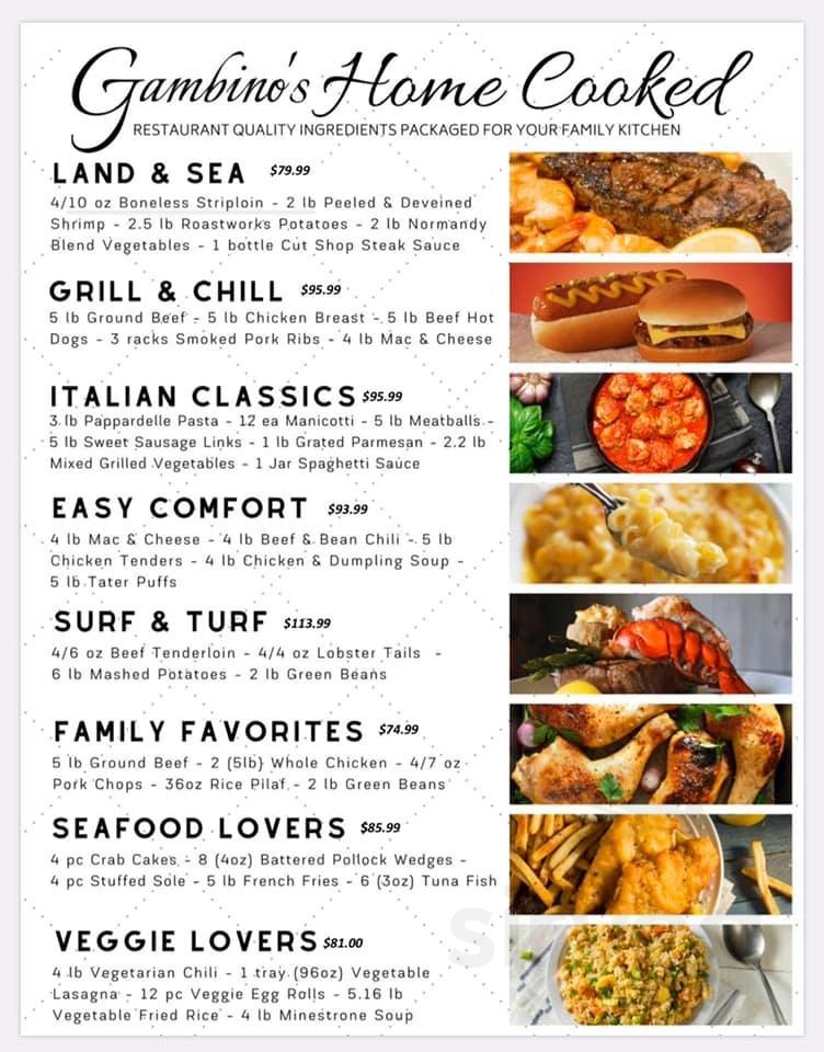 Gambino's menu in Easton, Pennsylvania, USA