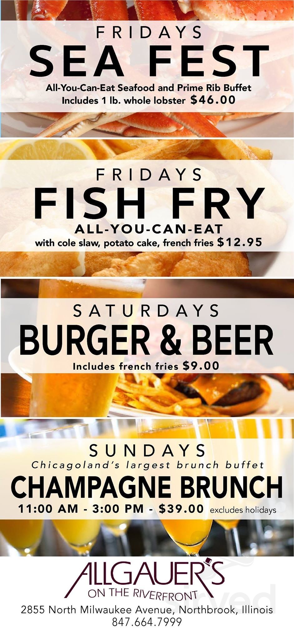 Allgauer's on the Riverfront menu in Northbrook, Illinois, USA
