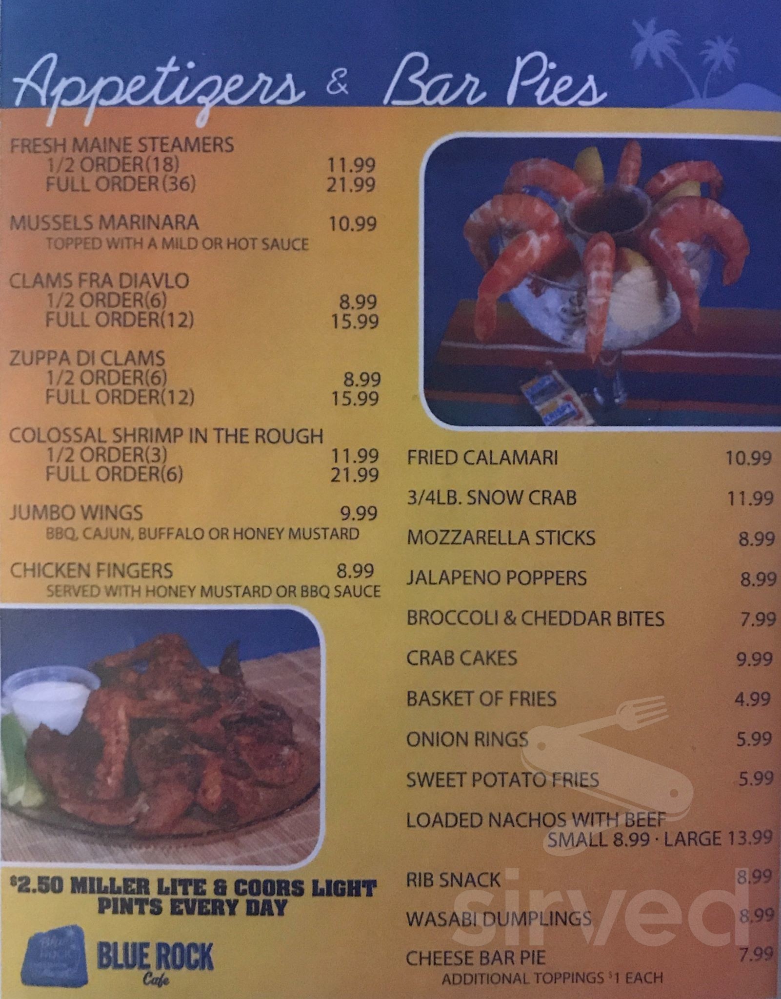 The Rock Cafe menu in Keyport, New Jersey, USA