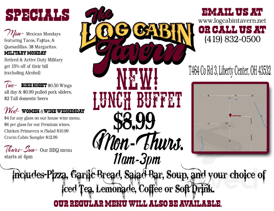 Log Cabin Tavern menus in Liberty Center, Ohio, United States