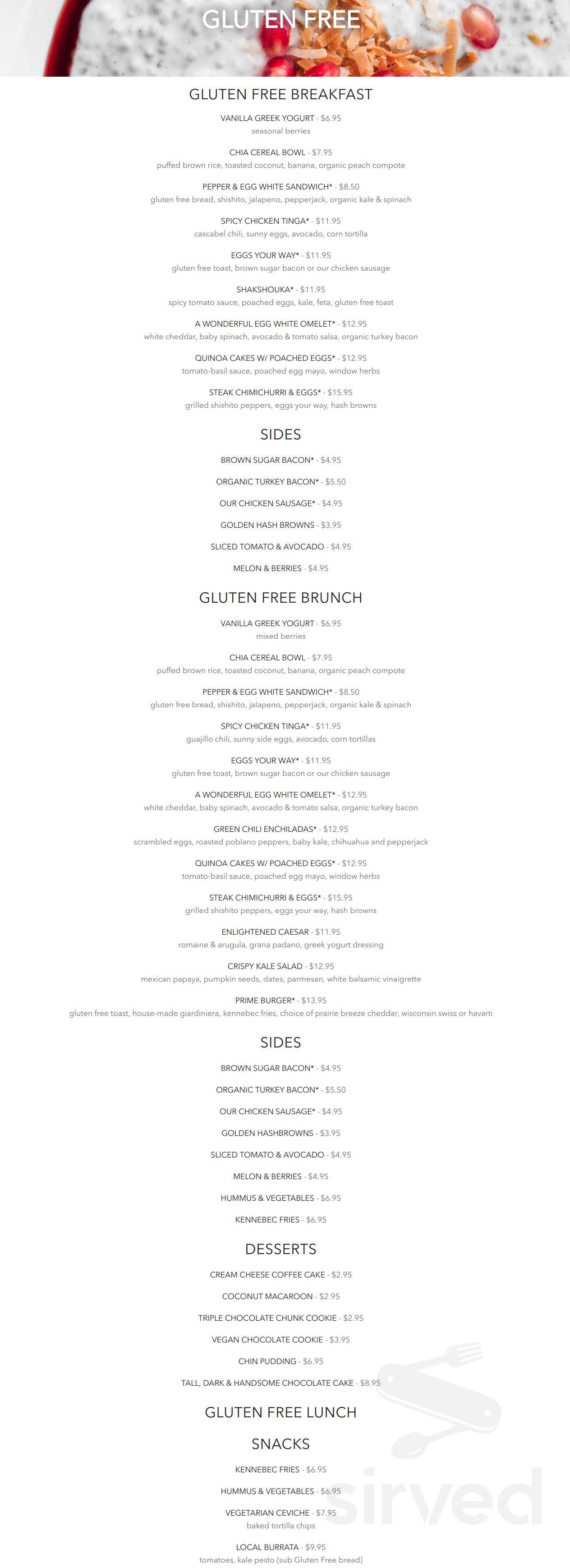 Beatrix menu in Chicago, Illinois, USA