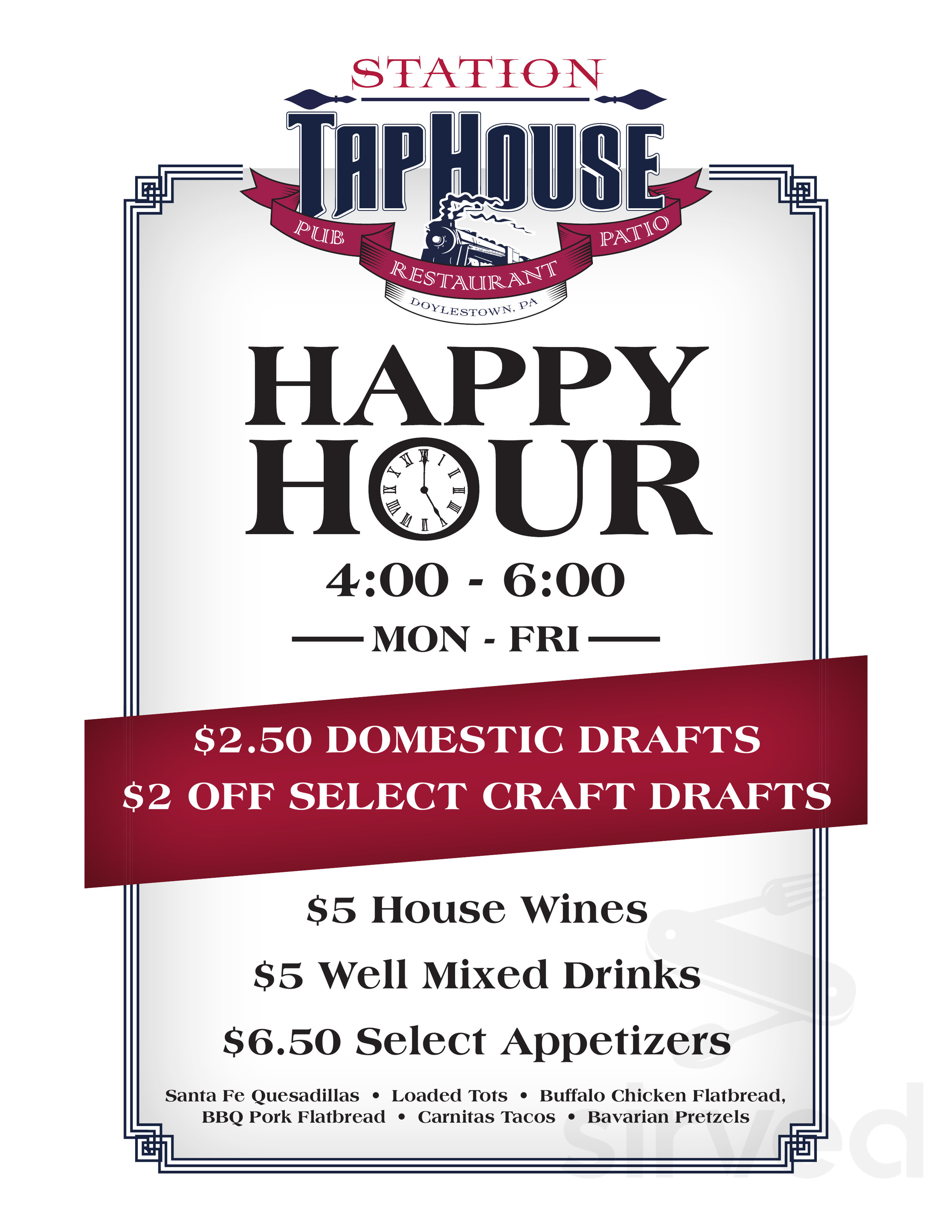 Station Taphouse menu in Doylestown, Pennsylvania, USA