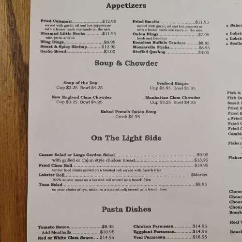 The Liberal Club menu in Fall River, Massachusetts, USA