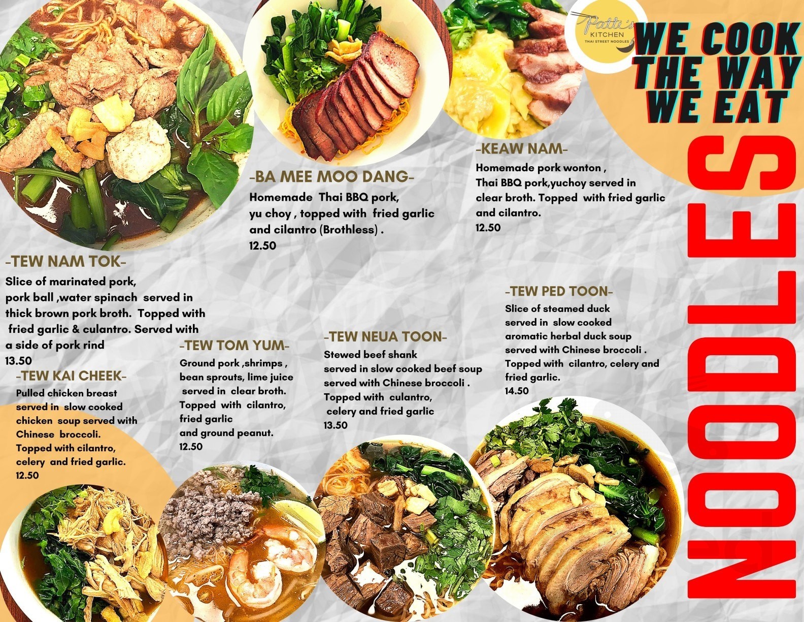 Menu for Patti's Kitchen Thai Street Noodles in Pinellas Park, FL | Sirved
