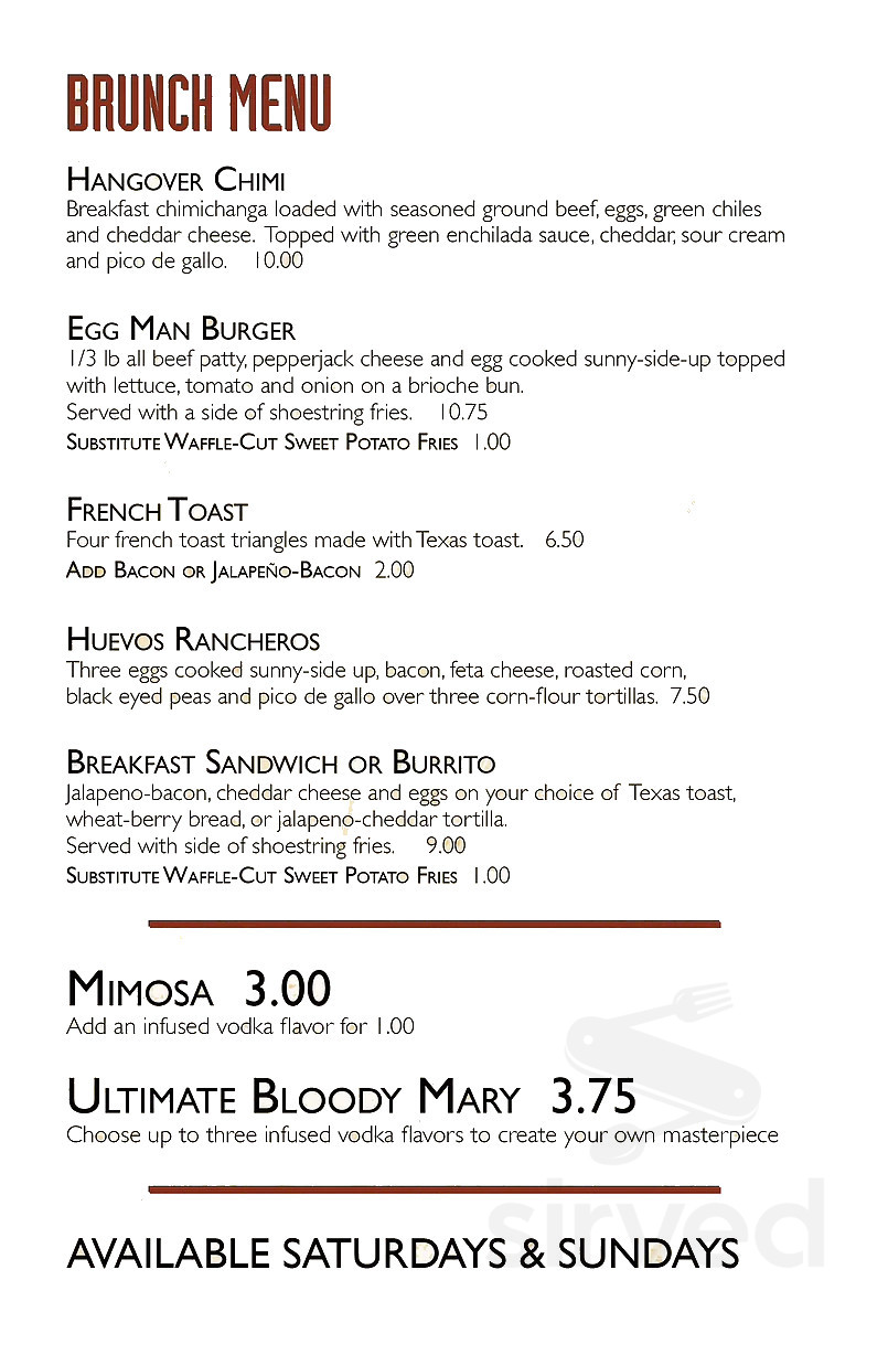 Elliott's on Congress menu in Tucson, Arizona, USA