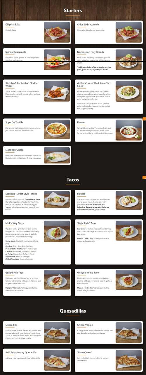 Underdogs Tres menu in San Francisco, California, USA