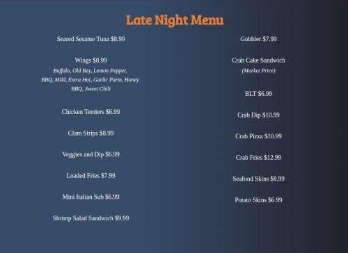 Southgate Grill menu in Berlin, Maryland, USA