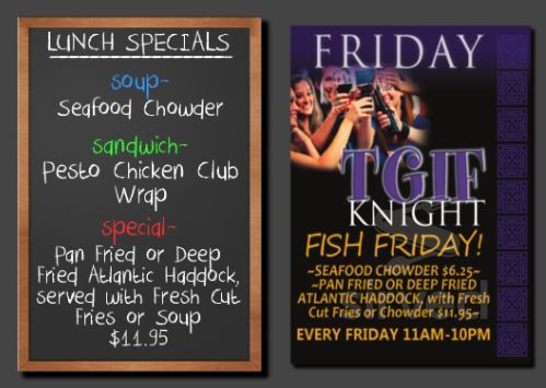 The Black Knight Pub menu in Yellowknife, Northwest Territories, Canada