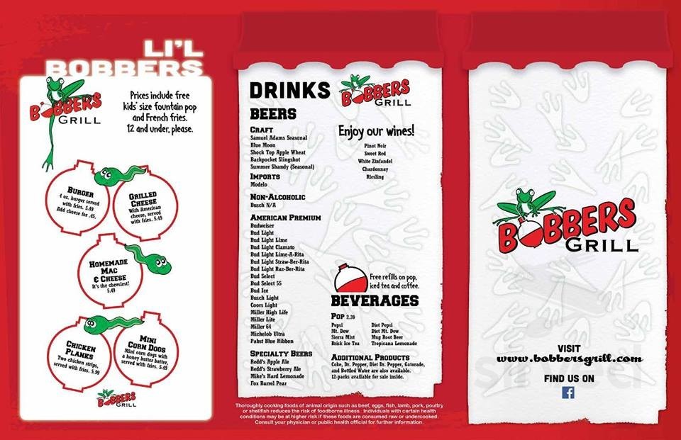 Bobbers Grill menu in North Liberty, Iowa, USA