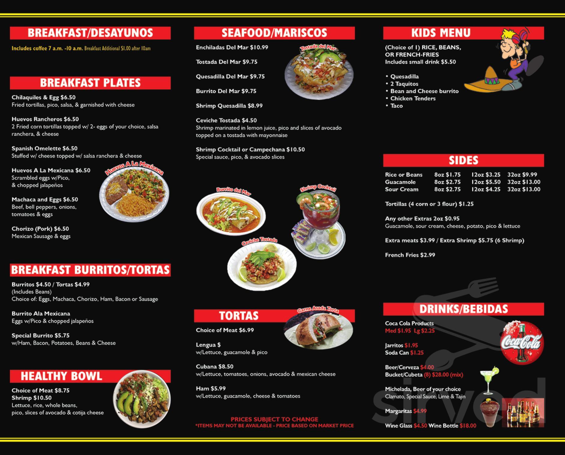 Menu - Vista CA's The Original Mr. Taco Vista | Sirved