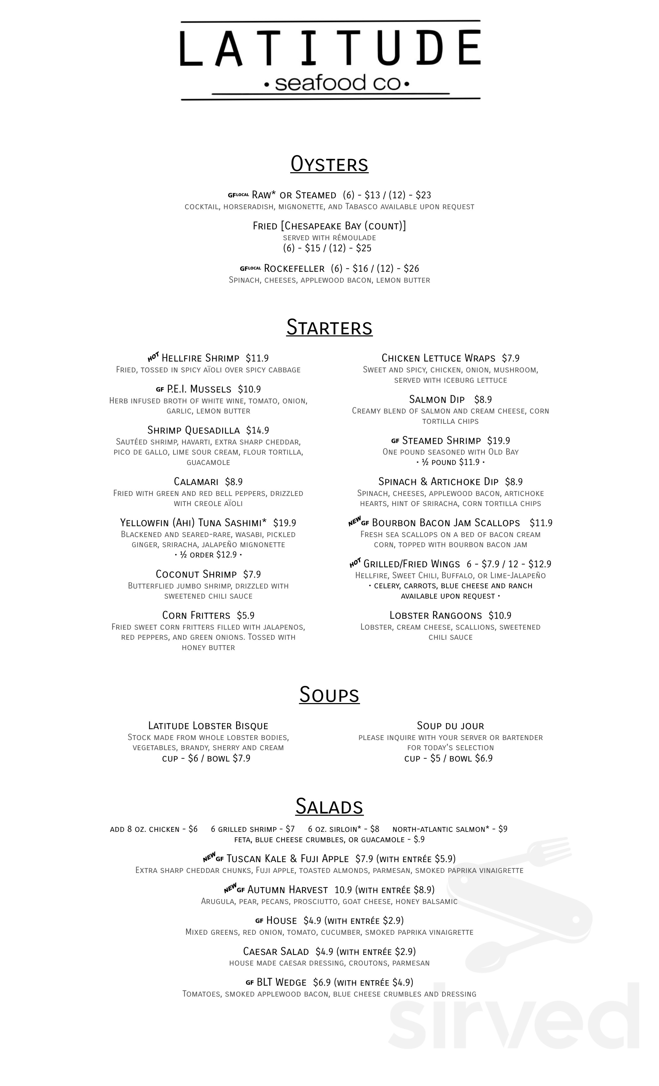 Latitude Seafood Co. Midlothian menus in Midlothian, Virginia, United ...
