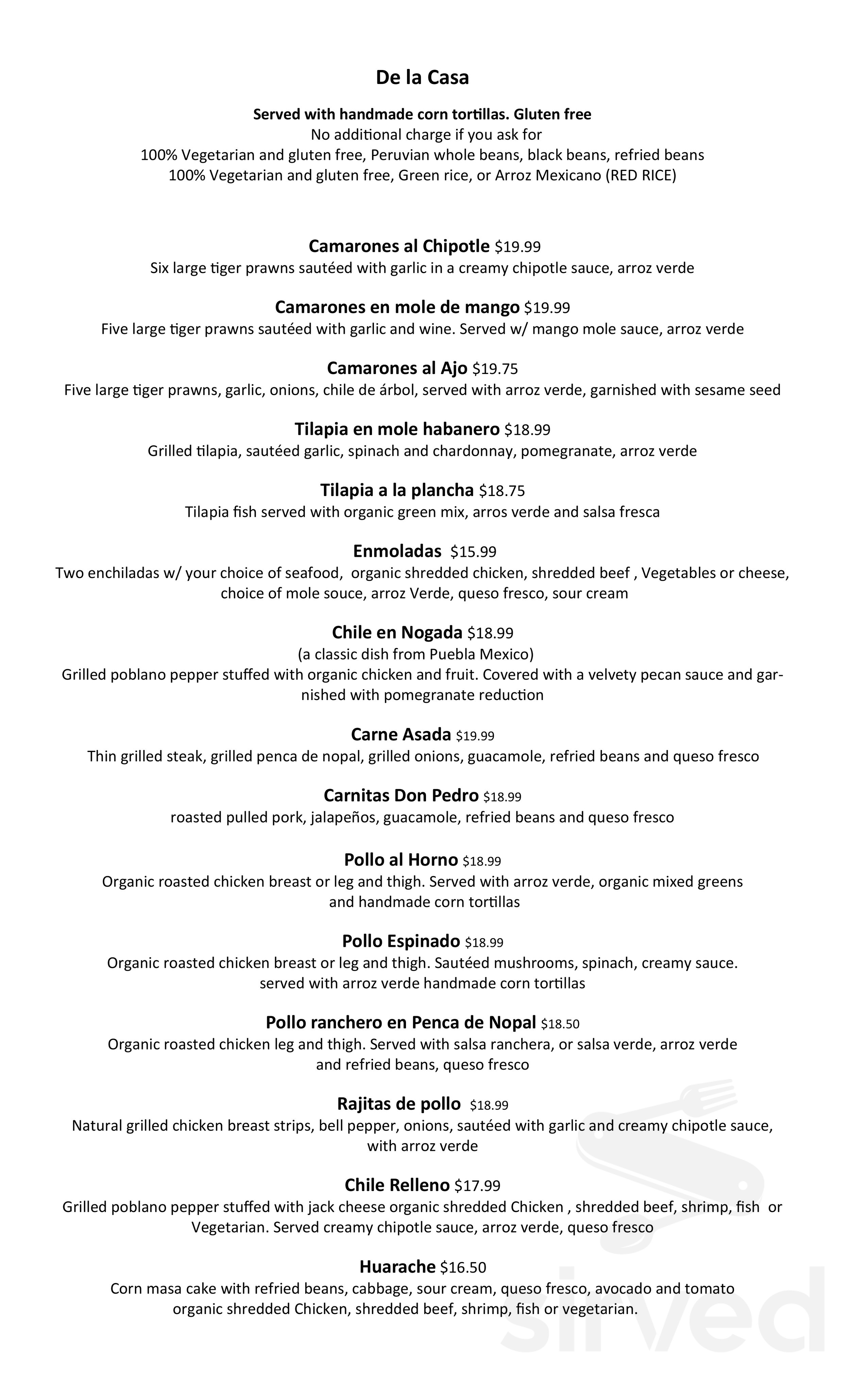 Los Moles Hecho En Casa menu in San Rafael, California, USA