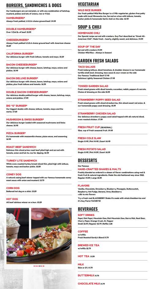 Gordy's Warming House menu in Cloquet, Minnesota, USA
