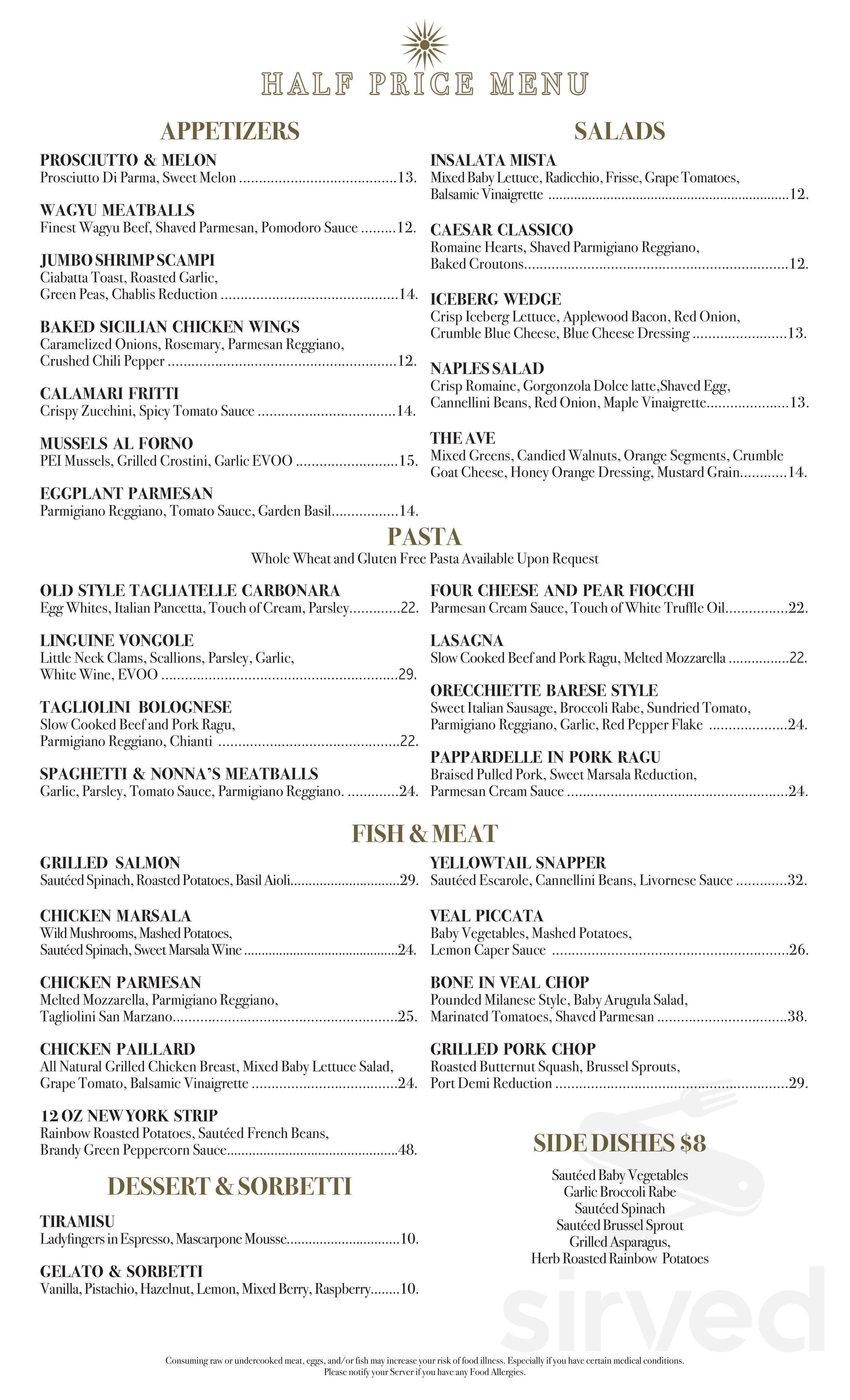 Menu for VERGINA Restaurant Naples in Naples, FL | Sirved