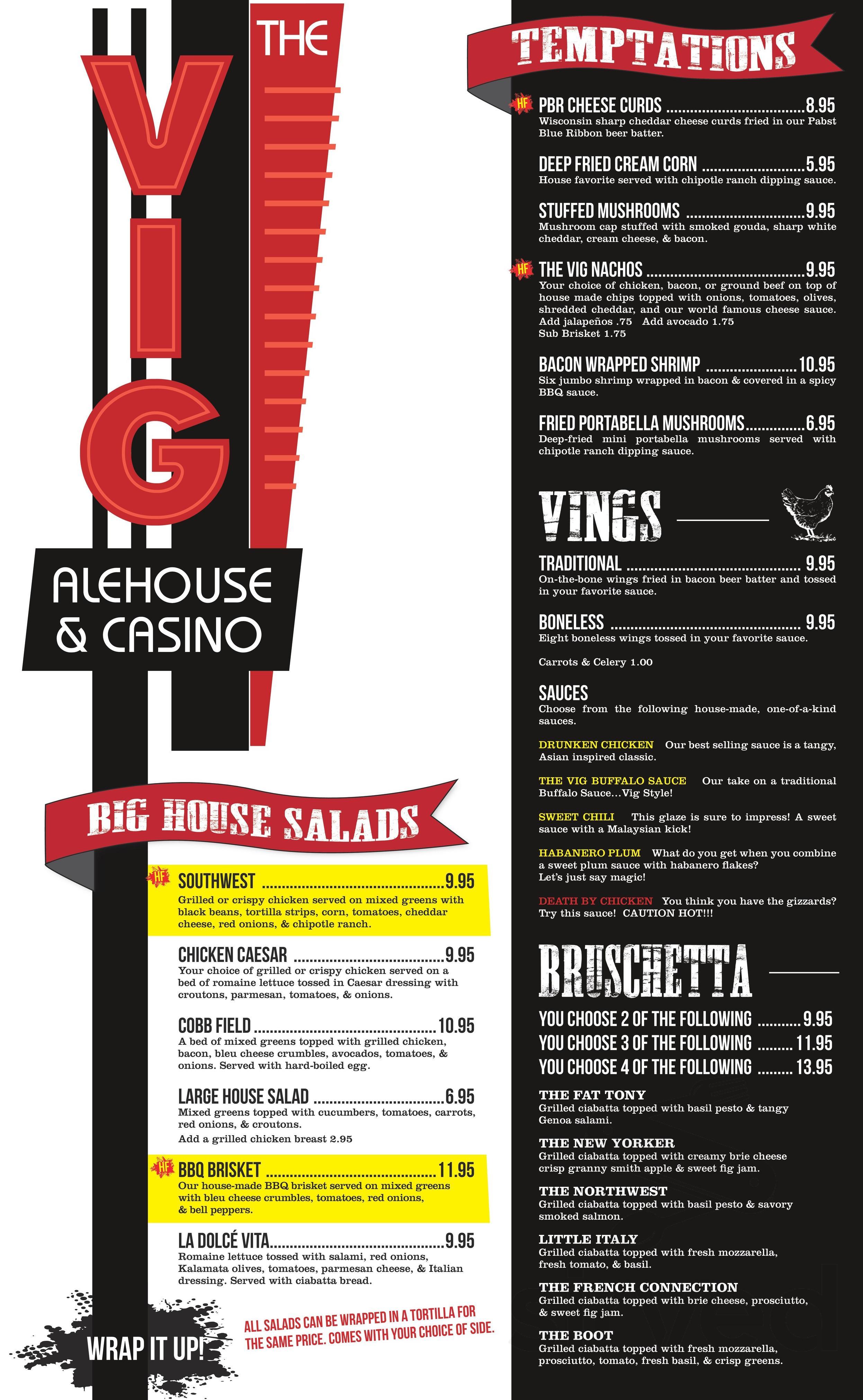 The Vig | Alehouse & Casino menus in Billings, Montana, United States