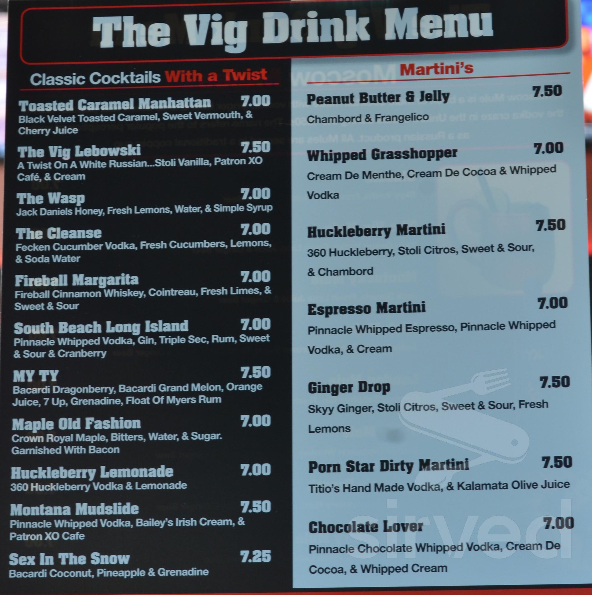 The Vig | Alehouse & Casino menu in Billings, Montana, USA