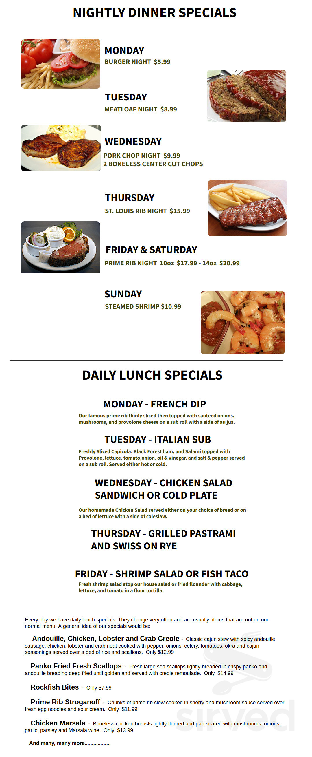 Icehouse Restaurant menu in Virginia Beach, Virginia, USA